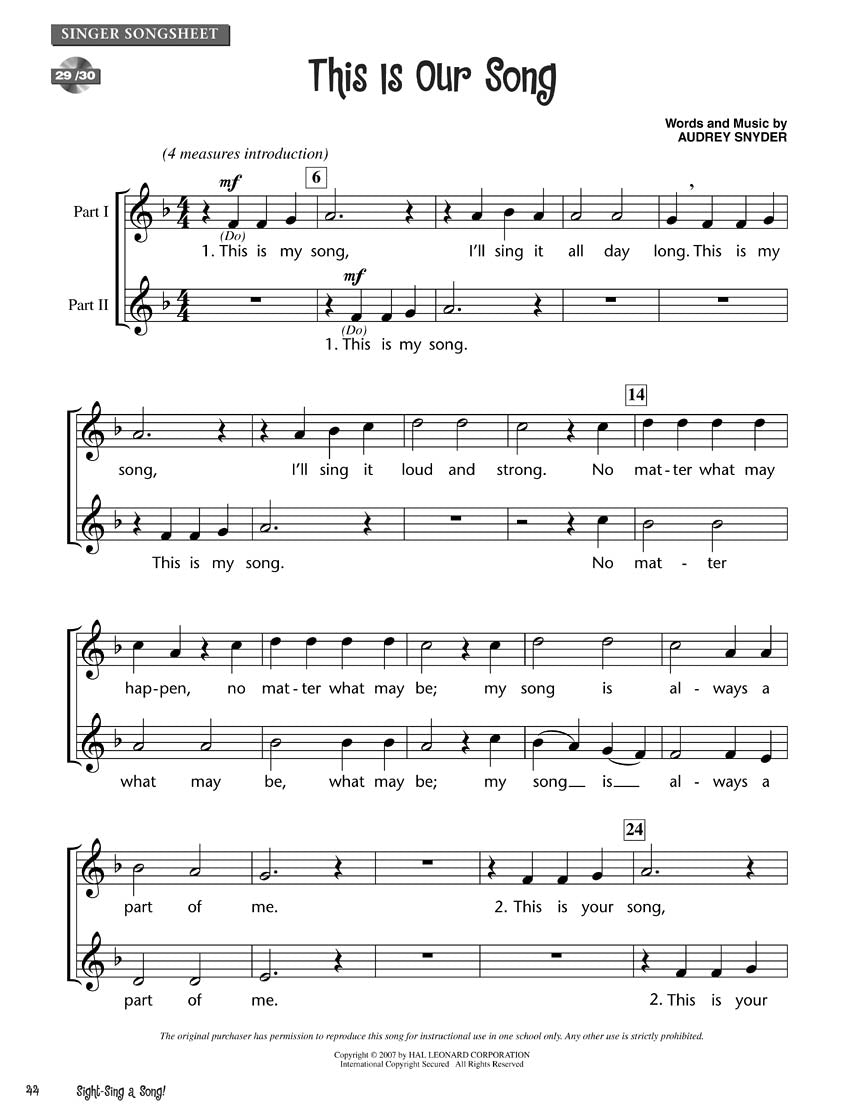 Hal Leonard Sight-Sing a Song! (Set 1: Keys of C and F) Music Reading ...